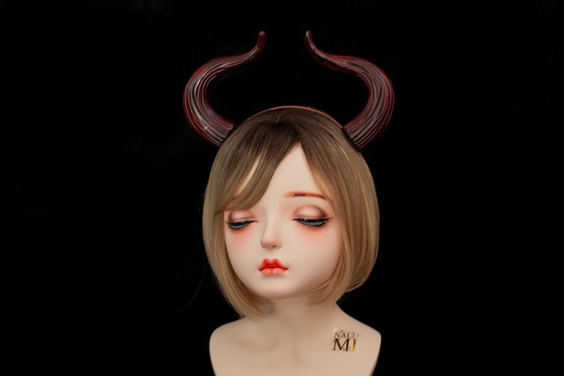 Black Red Horn Forest Gothic Demon Nymph Ram Horn Headdress Headband ...