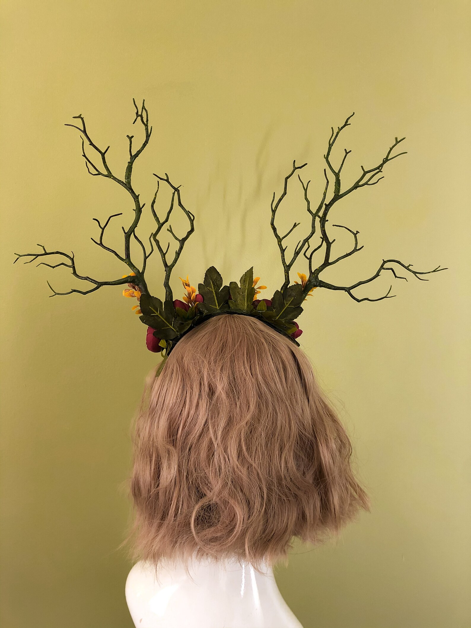 Black Green Branch Horn Red Flowers Nymph Forest Horn | Etsy