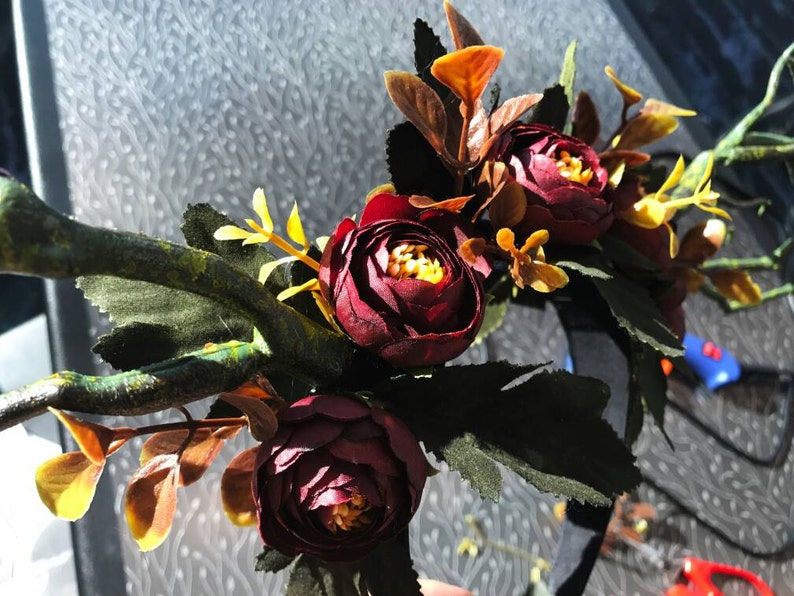 Black Green Branch Horn Red Flowers Nymph Forest Horn | Etsy