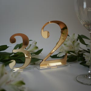 Silver Acrylic Table Numbers , Wedding Table Numbers | Mirror Gold ...