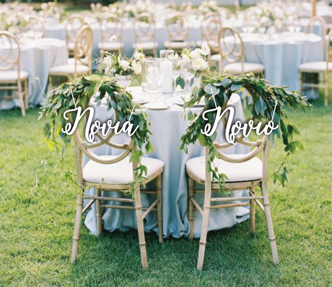 Novia and Novio Chair Signs for Wedding- Hanging Chair Signs - Wedding ...