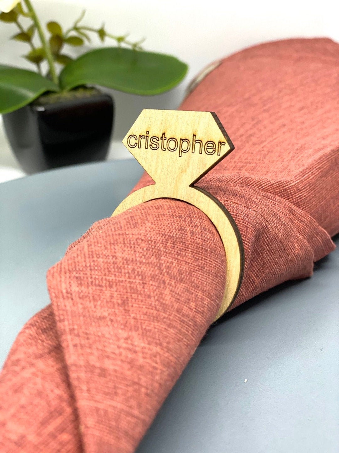 Personalized Napkin Ring - Napkin Ring - Diamond Ring Name -dinner ...