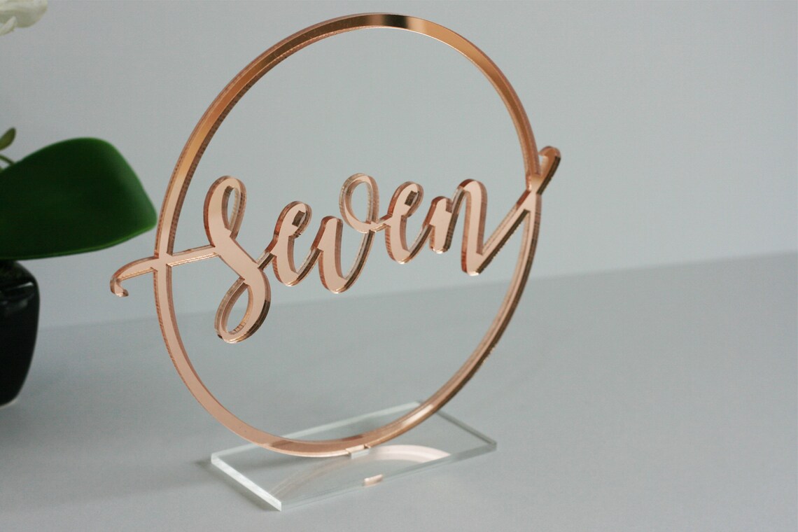 Rose Gold Table Numbers gold Silver Mirror Acrylic Table | Etsy