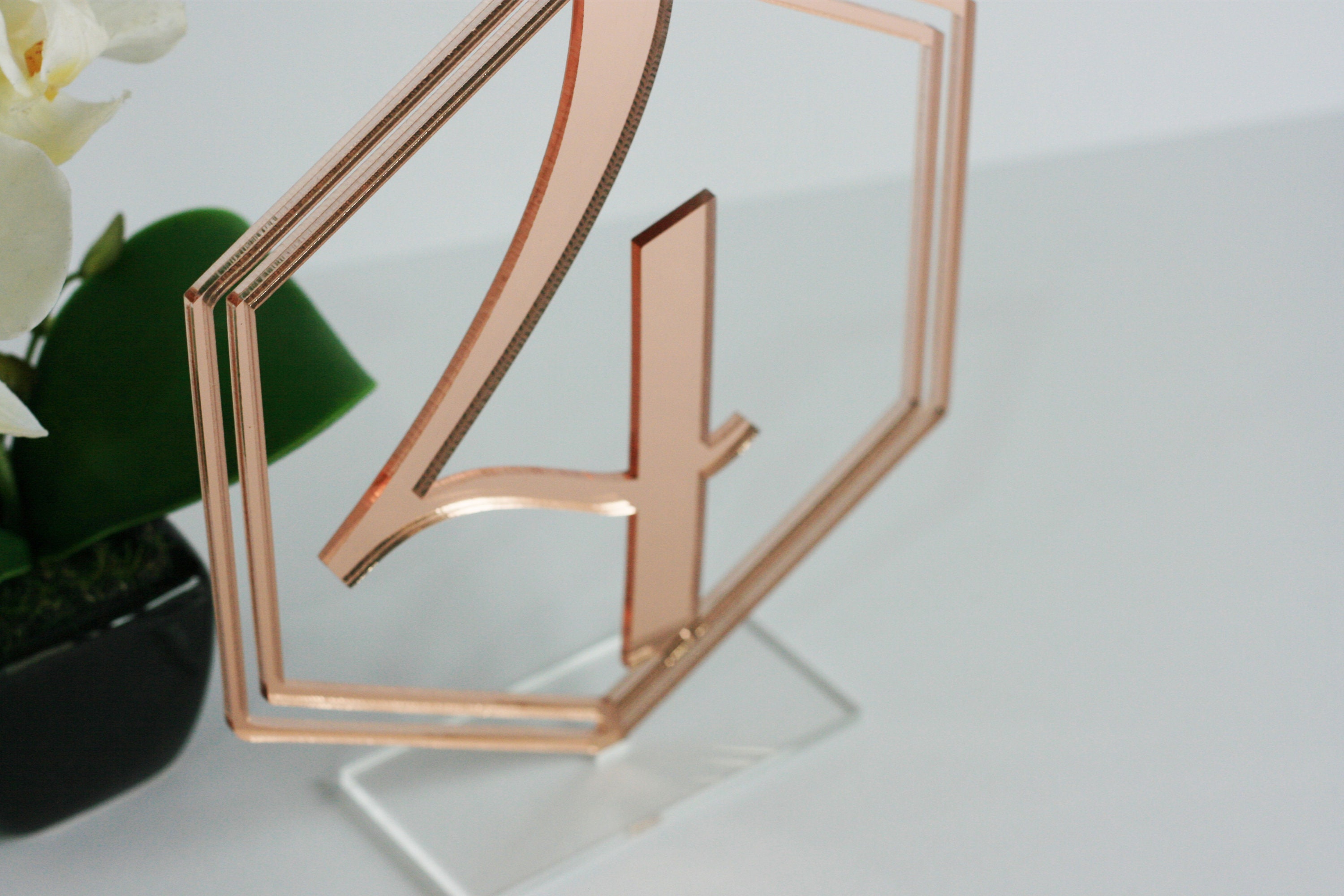 Rose Gold Table Numbers gold Silver Mirror Acrylic Table | Etsy