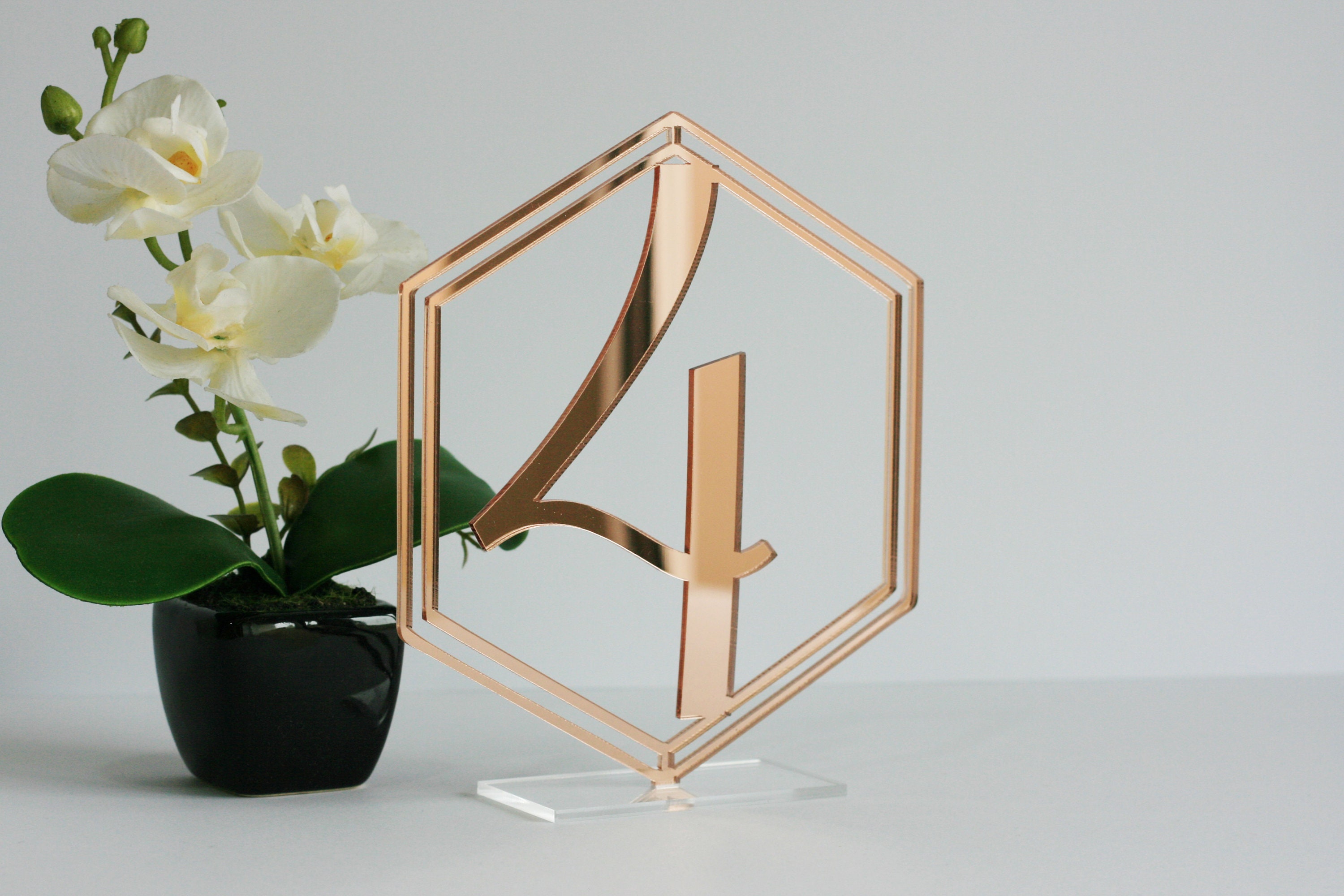 Rose Gold Table Numbers gold Silver Mirror Acrylic Table | Etsy