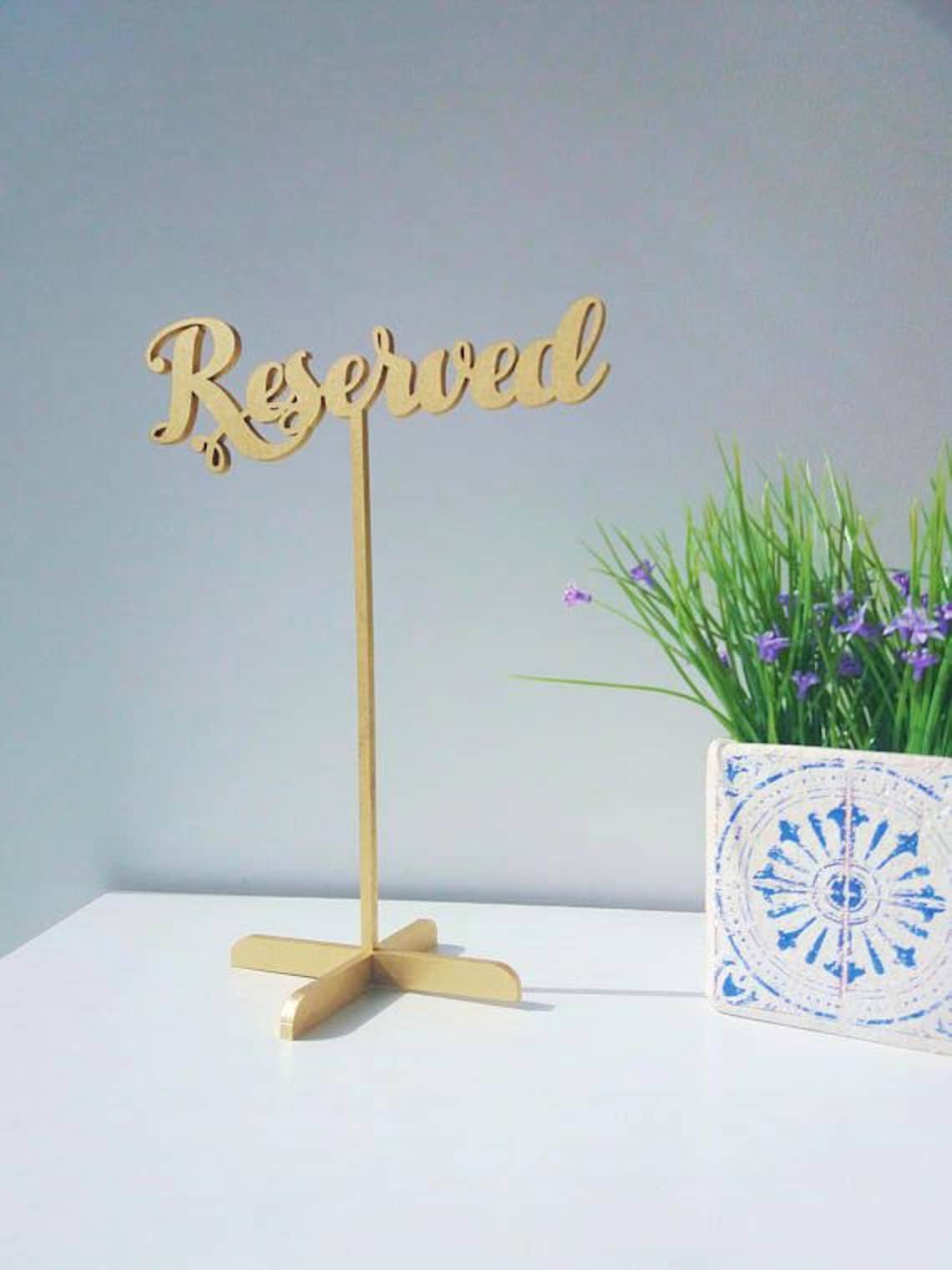 Gold "reserved " Table Sign. Wedding Table Decor. Freestanding Set ...