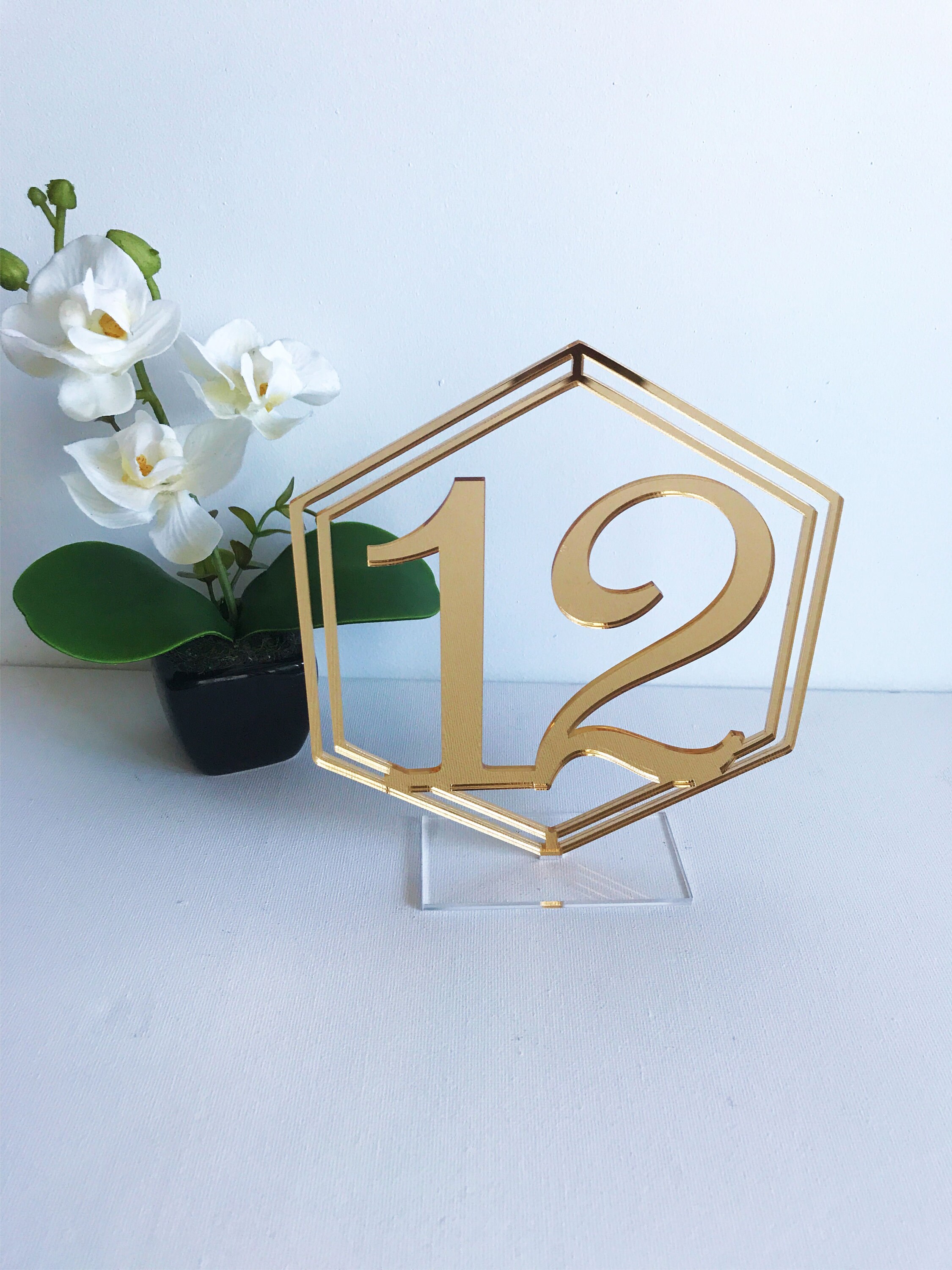 Golden Mirror Acrylic Table Numbers Wedding Table Numbers - Etsy