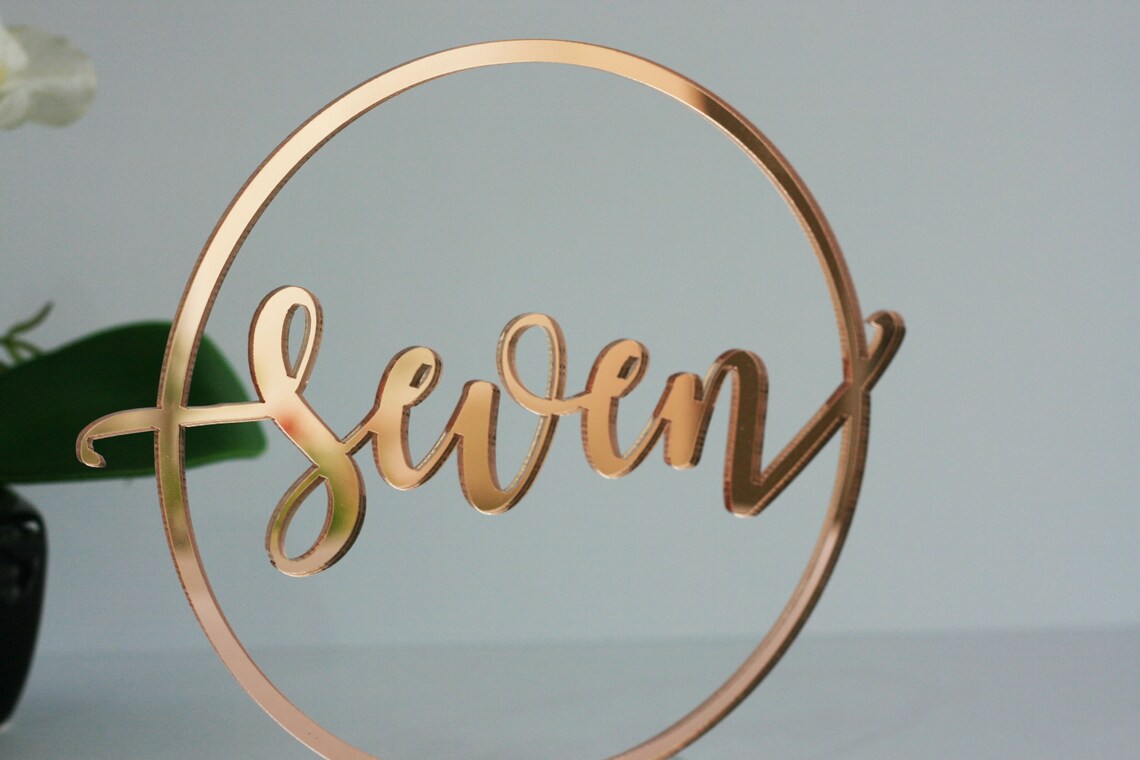Rose Gold Table Numbers gold Silver Mirror Acrylic Table | Etsy