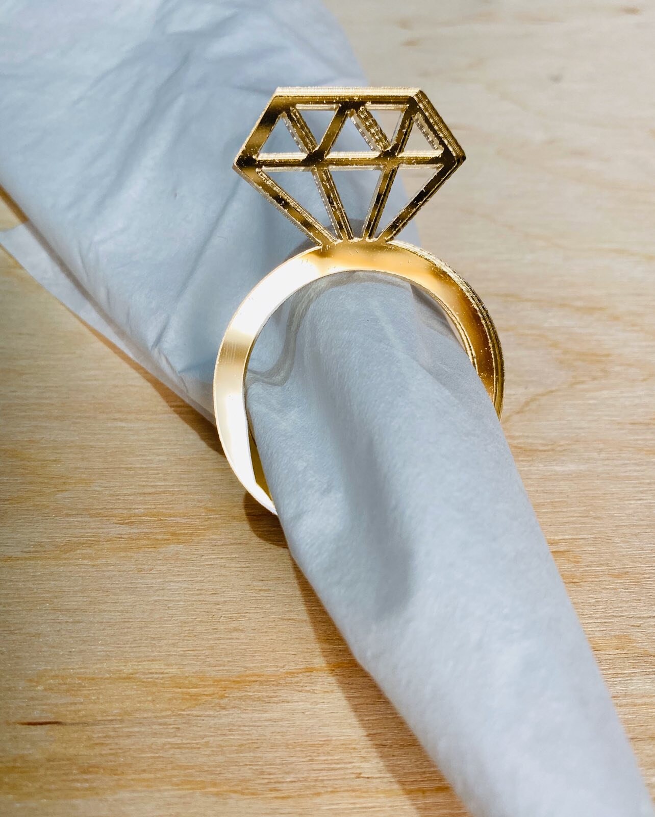 Napkin Ring Bling Diamond Ring Rose gold mirror Acrylic Napkin | Etsy