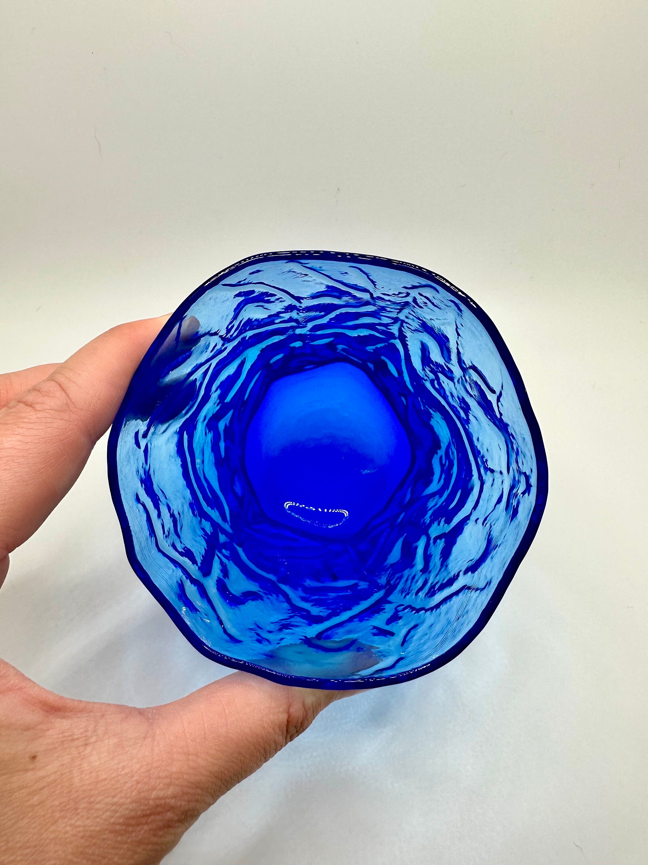 Crinkle Cobalt Blue Water Glasses 2 - Etsy