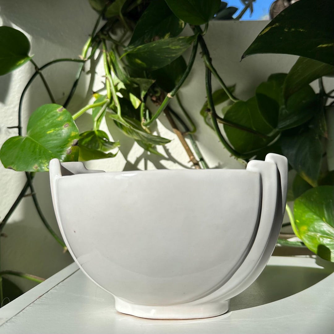 Vintage Francoma White Art Deco Style Planter - Etsy
