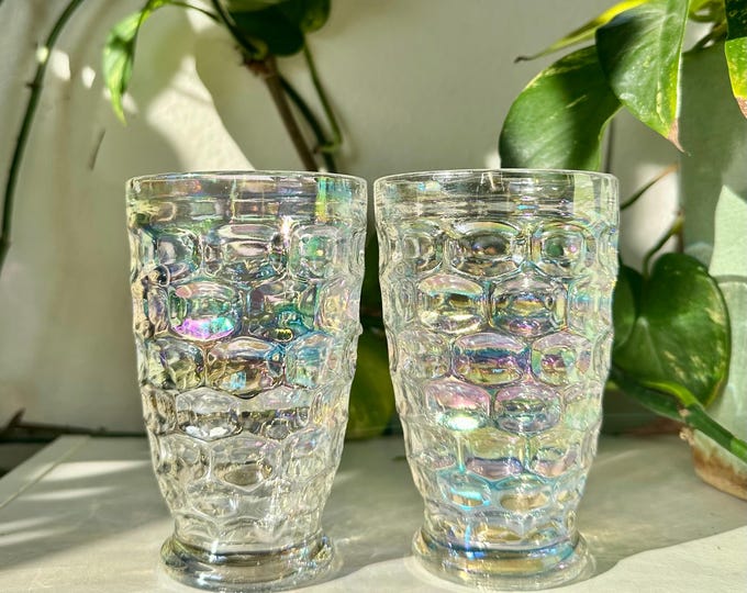 Twp Federal Glass Colonial Iridescent Thumbprint Glasses - Etsy
