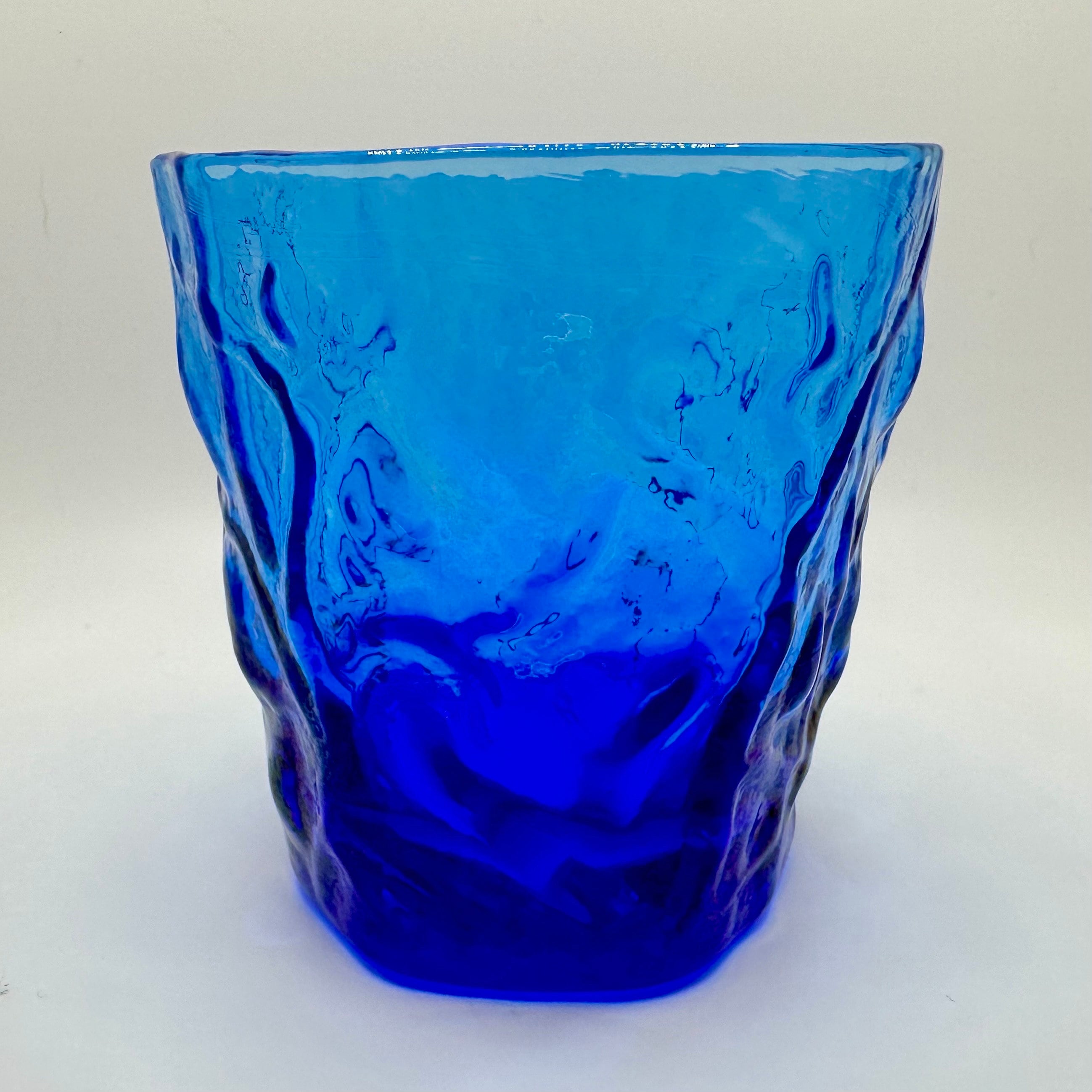 Crinkle Cobalt Blue Water Glasses 2 - Etsy