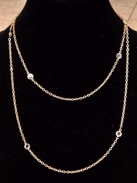 Long Crystal Layering Necklace Long Chain Necklace Crystal Necklace ...