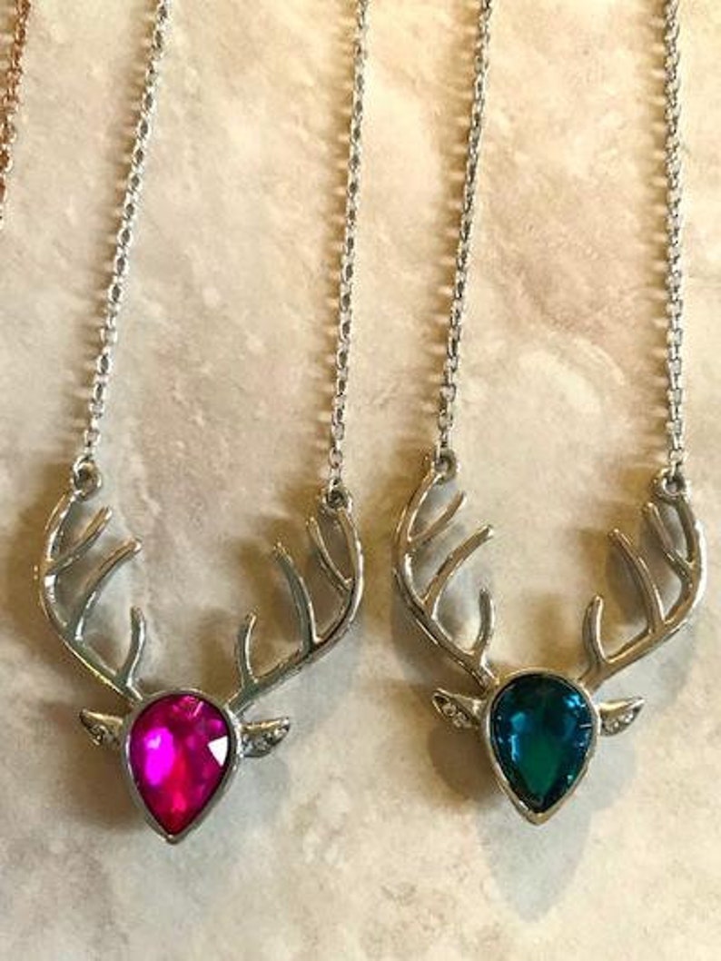 Crystal Antler Necklace Deer Head Necklace Antler Necklace Stags Head ...