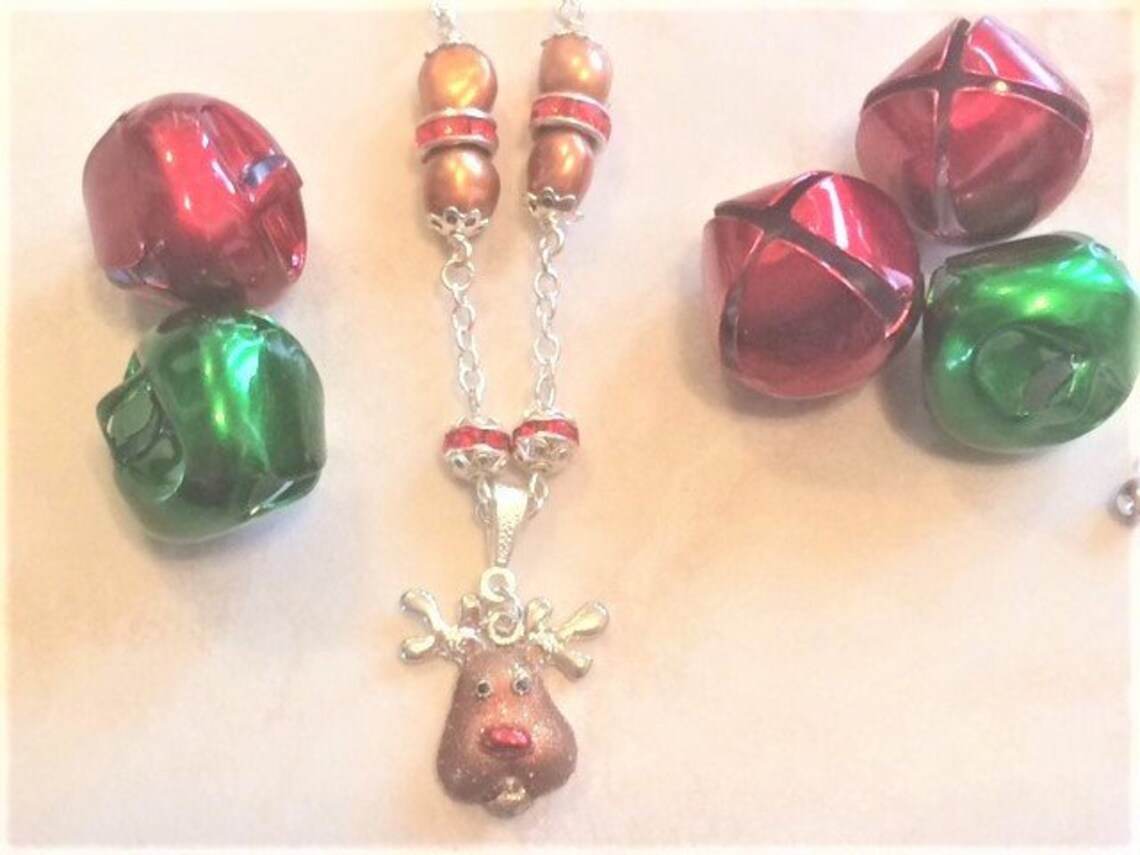 Rudolph Charm Necklace Christmas Necklace Reindeer Necklace - Etsy