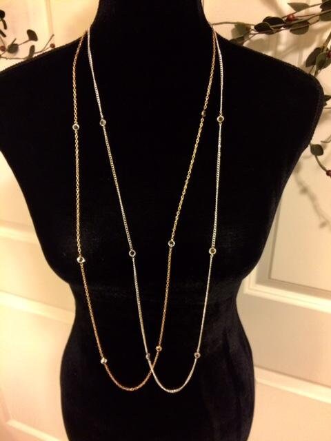 Long Crystal Layering Necklace Long Chain Necklace Crystal Necklace ...