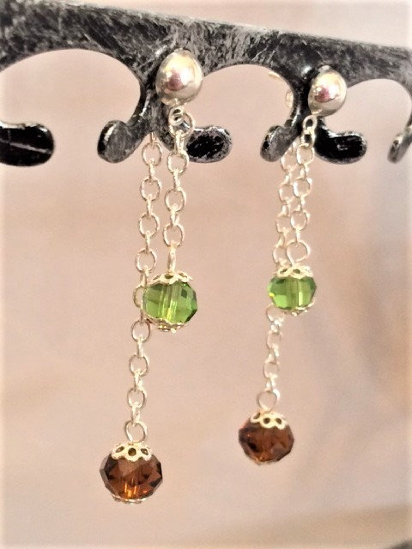 Front Back Dangle Earrings; Front Back Crystal Earrings; Two-sided ...