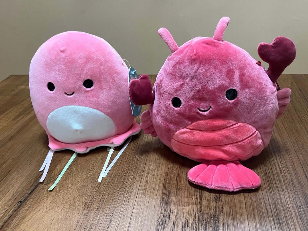 New Squishmallow Kellytoy 7-8 Lorono Red Lobster and Selema Pink ...