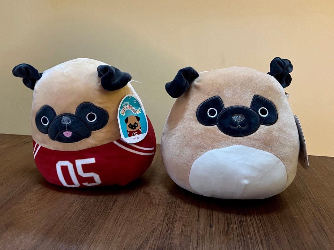 NWT Squishmallow New Kellytoy 7-8 Prince Pug Dog and Football Jersey ...