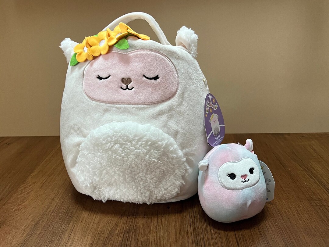 New Squishmallow 10-11 Sophie Lamb Sheep With Flowers Bucket Bag Easter Kellytoy and 4 Arabella ...