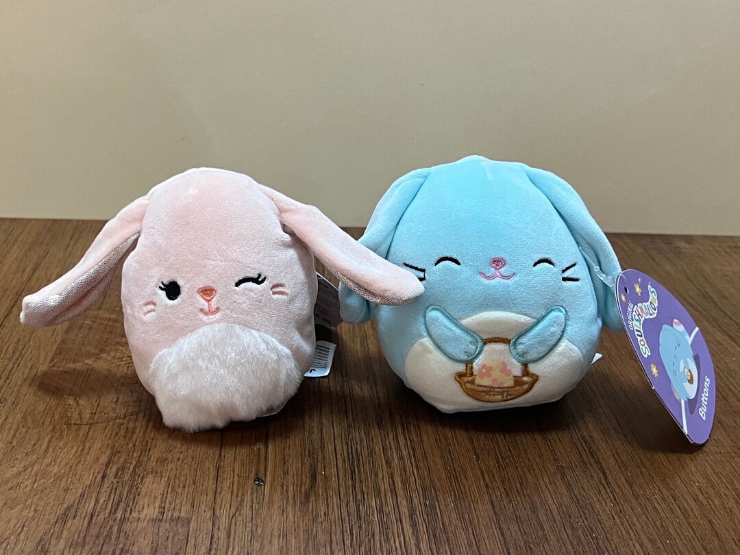 New Squishmallow Kellytoy 4 Bunny Rabbit Satine Pink and 4.5 Bubbles ...