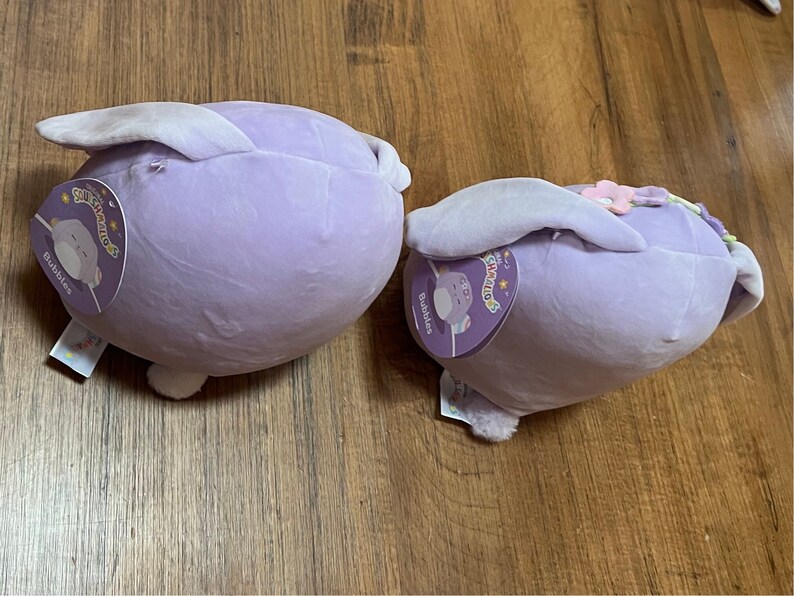 New Squishmallow Kellytoy Bubbles Bunny Rabbit Purple With Flowers ...