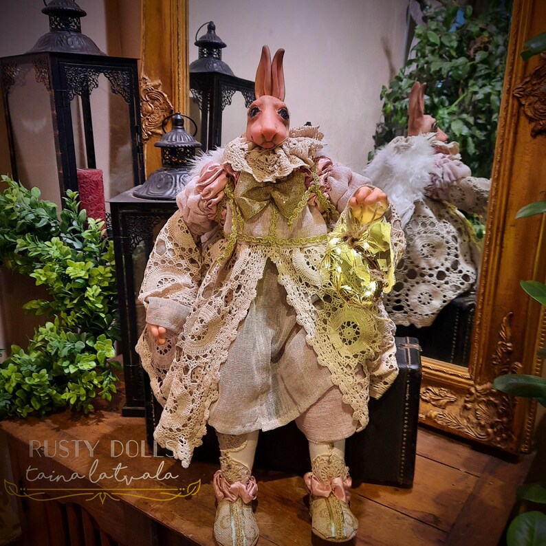 OOAK Christmas Rabbit Art Doll: Hand-sculpted , Angel - Etsy