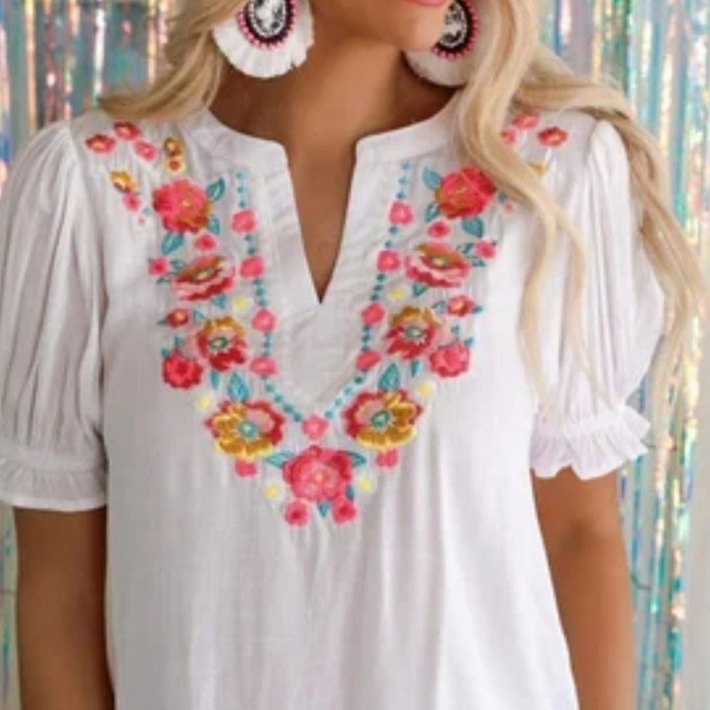 Embroidered Blouses Women - Etsy