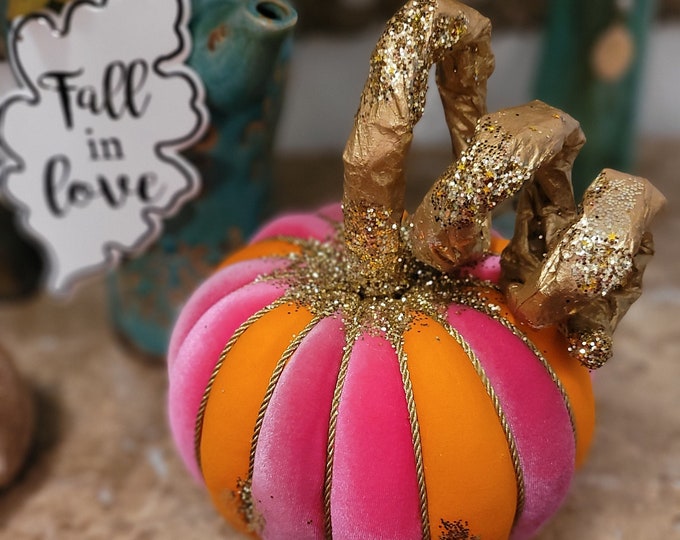 Velvet Pumpkins Fall Decor Wreath Embellishment Pink Velvet - Etsy