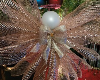 Deco Mesh Angel Tree Topper Ornament Silver Wreath Elegant | Etsy