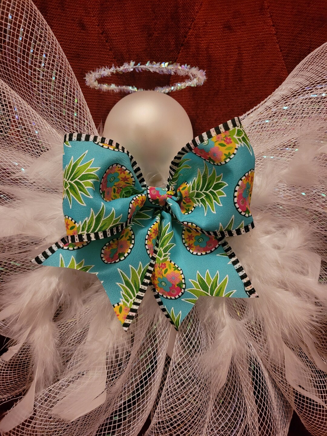 Dustin Angel Blue Floral Deco Mesh Angel Pineapple Decor Tropical Decor ...