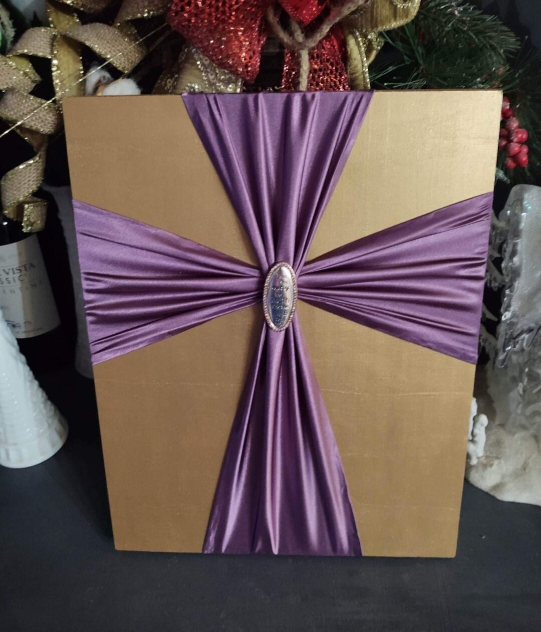 Purple Cross Wreath Attachment Canvas Cross Gold Cross Easter Decor ...