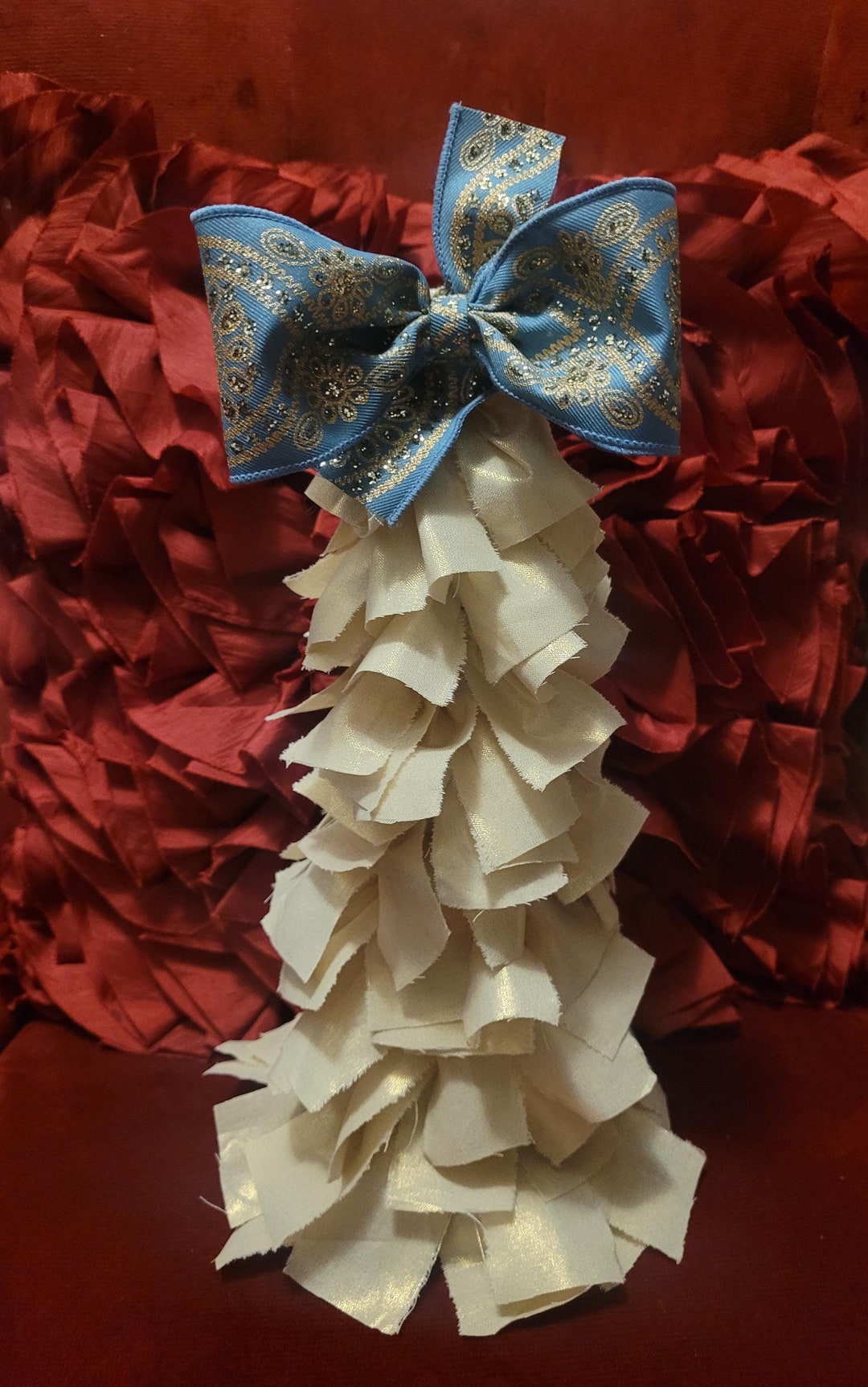 Handmade Rag Christmas Tree: Champagne Gold Rustic Decor - Etsy