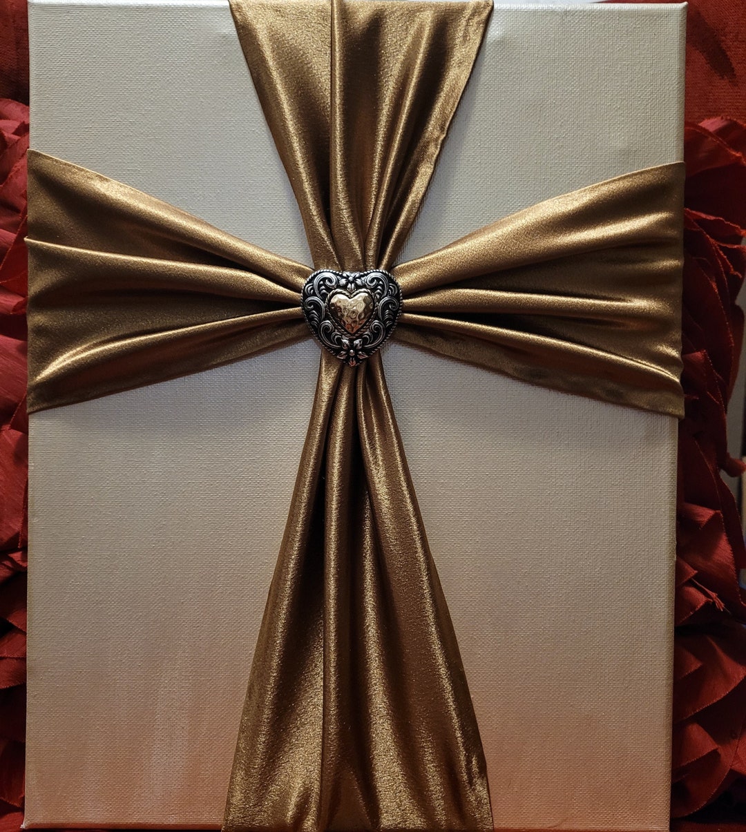 Champagne Gold Cross Wreath Attachment Canvas Cross Gold Cross Easter ...