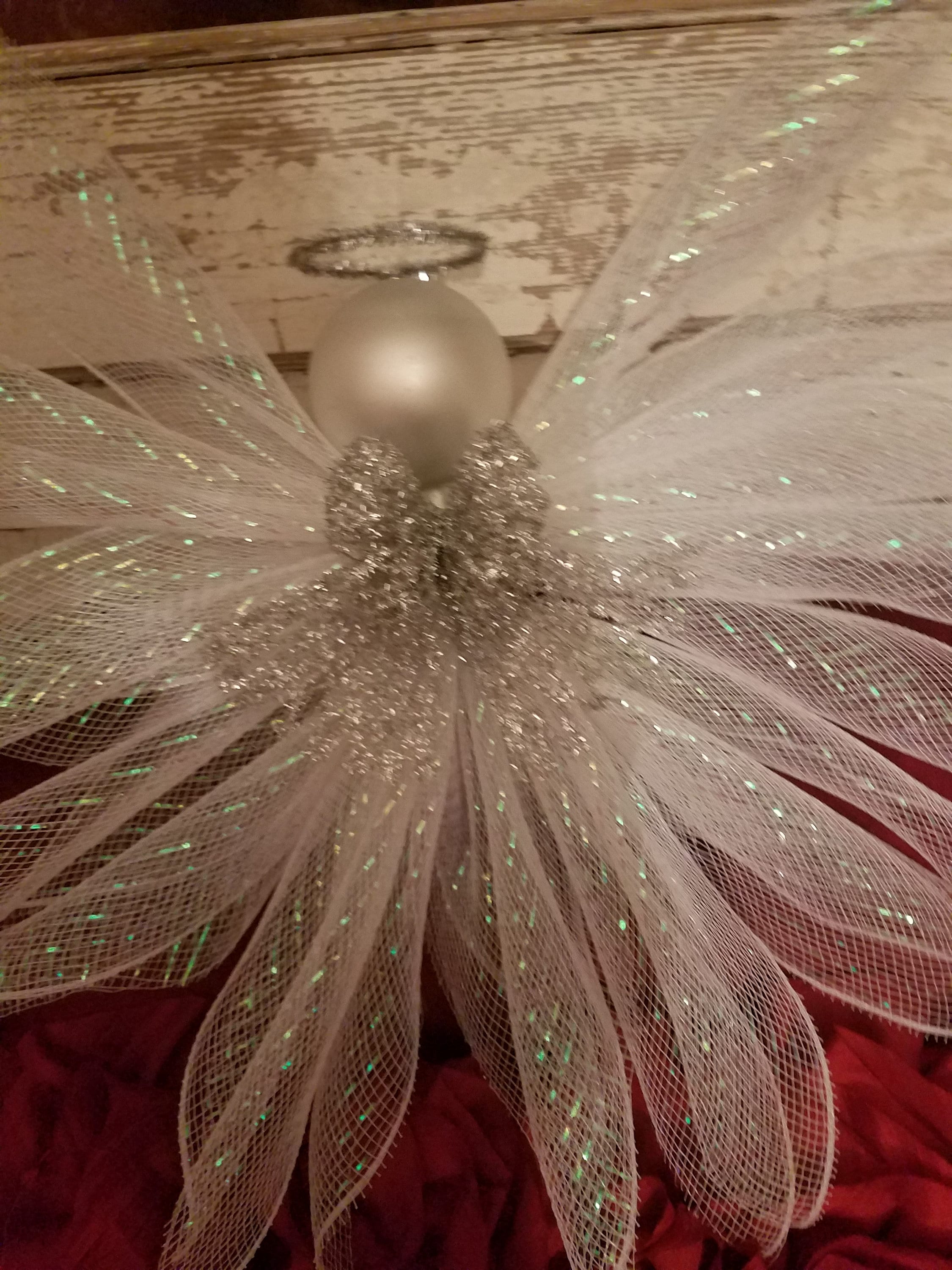 Deco Mesh Angel Tree Topper Ornament Silver Wreath Elegant - Etsy