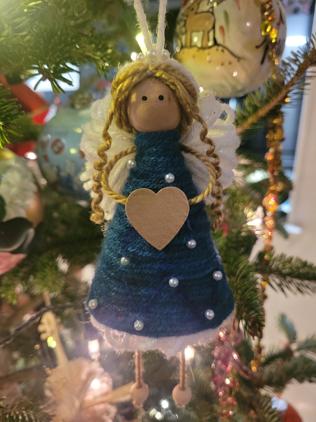 Angel Ornament Christmas Ornament Angels Teal Angel Gold Angel Home ...
