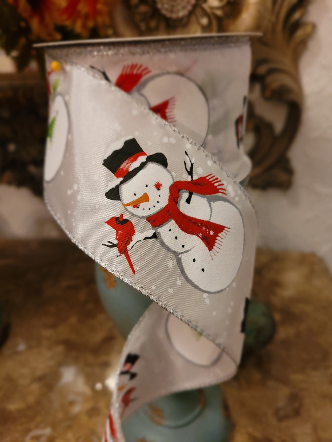 2.5 Inch Ribbon Christmas Ribbon Snowman Ribbon Holiday Ribbon - Etsy