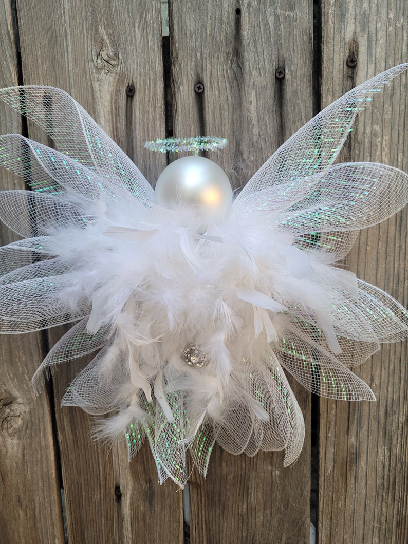 Deco Mesh Angel Tree Topper Ornament White Wreath Elegant - Etsy