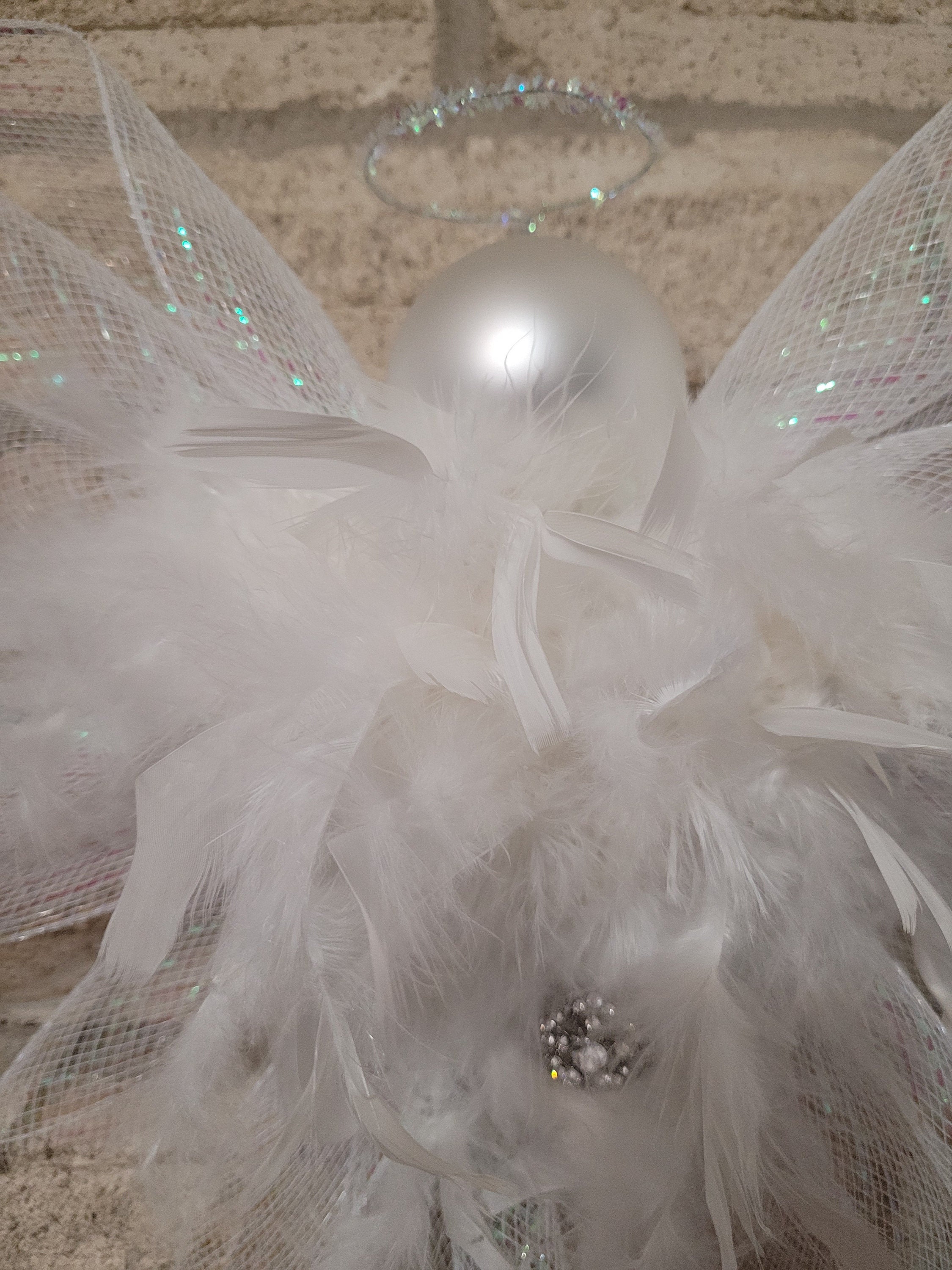 Deco Mesh Angel Tree Topper Ornament White Wreath Elegant - Etsy