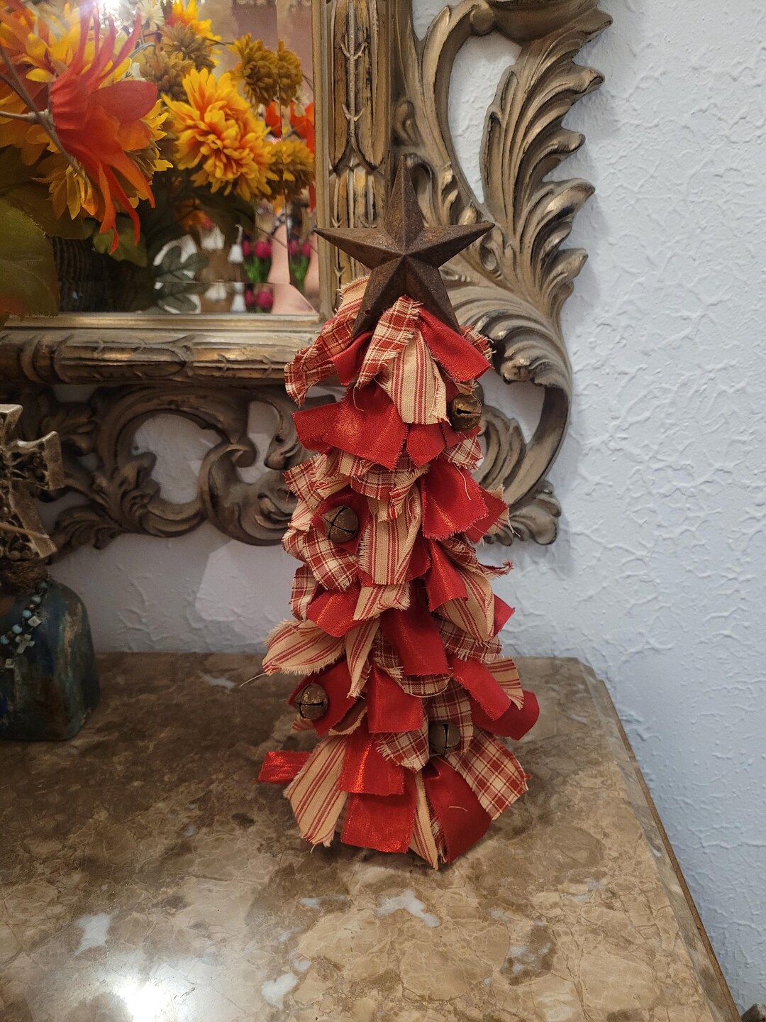 Red Plaid Rag Christmas Tree: Rustic Homespun Decor - Etsy