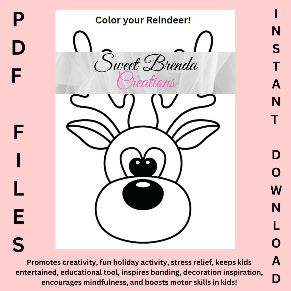 Instant Download Christmas Coloring Bundle: Reindeer, Tree, Wreath ...