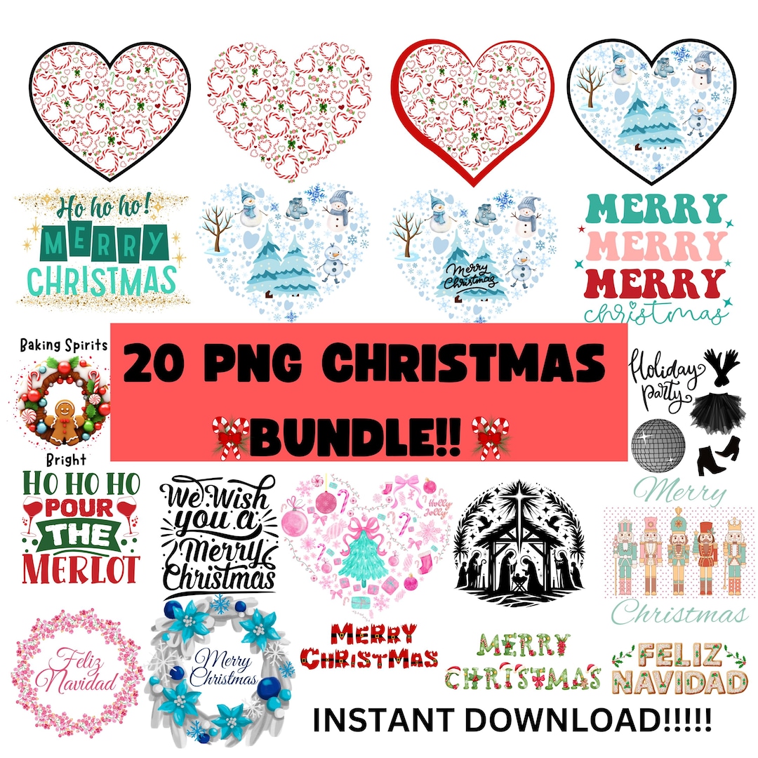 Christmas PNG Bundle Feliz Navidad Merry Christmas Holiday Christmas ...