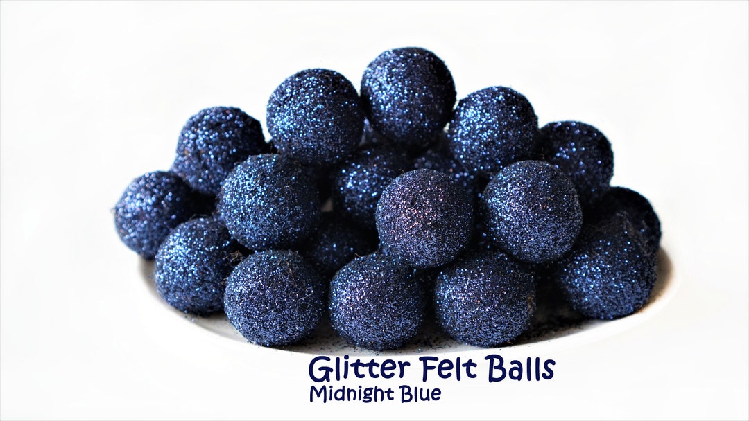 Midnight Blue Balls Glitter Wool Felt Balls Glitter Felt Balls - Etsy
