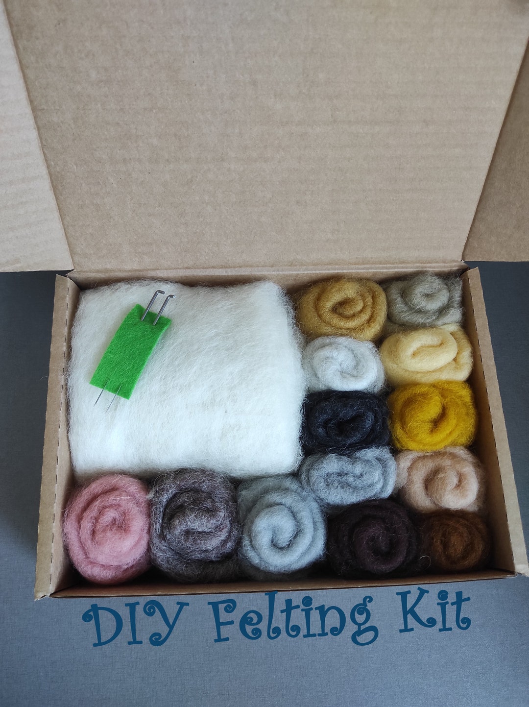 Needle Felting Starter Kit | DIY Felting Kit | Natural Colors | Wool ...