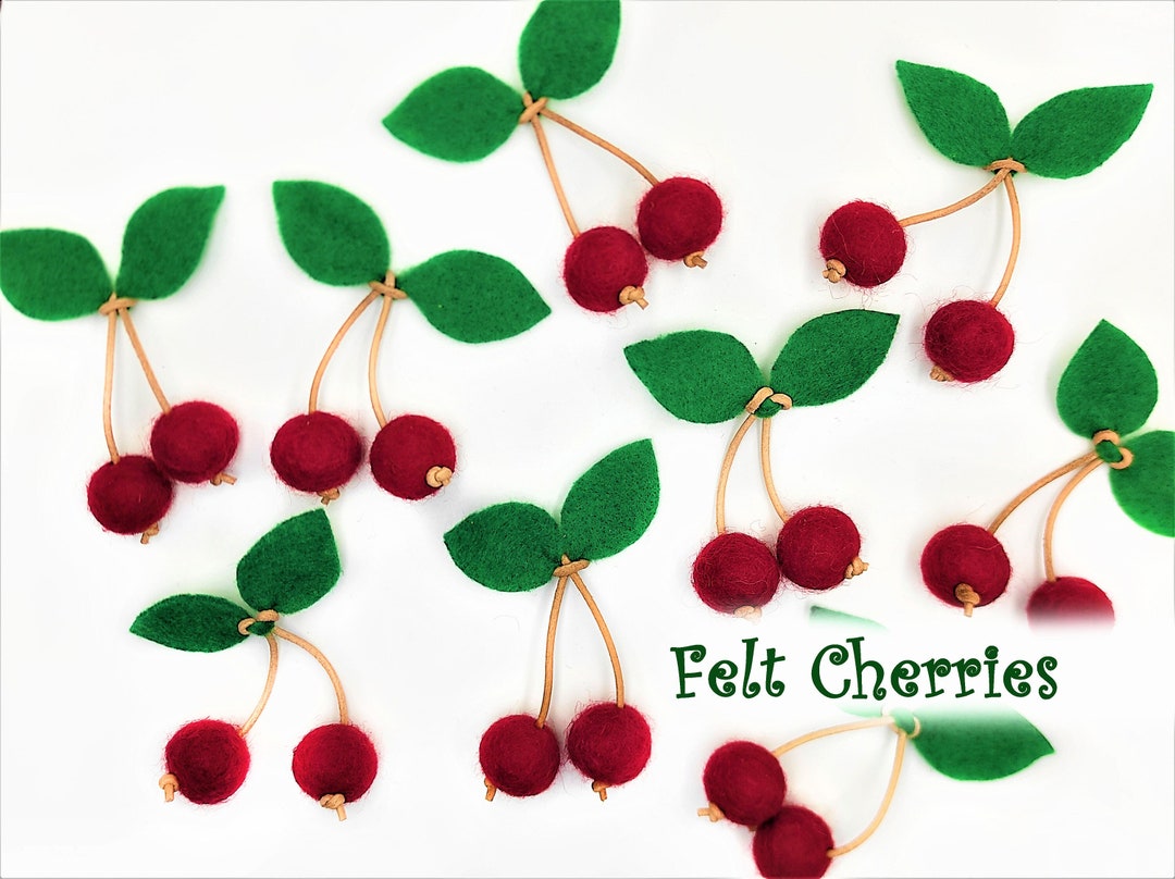 Felt Cherries Felt Beads Wool Pom Pom Cherries Wholesale Bulk Craft ...