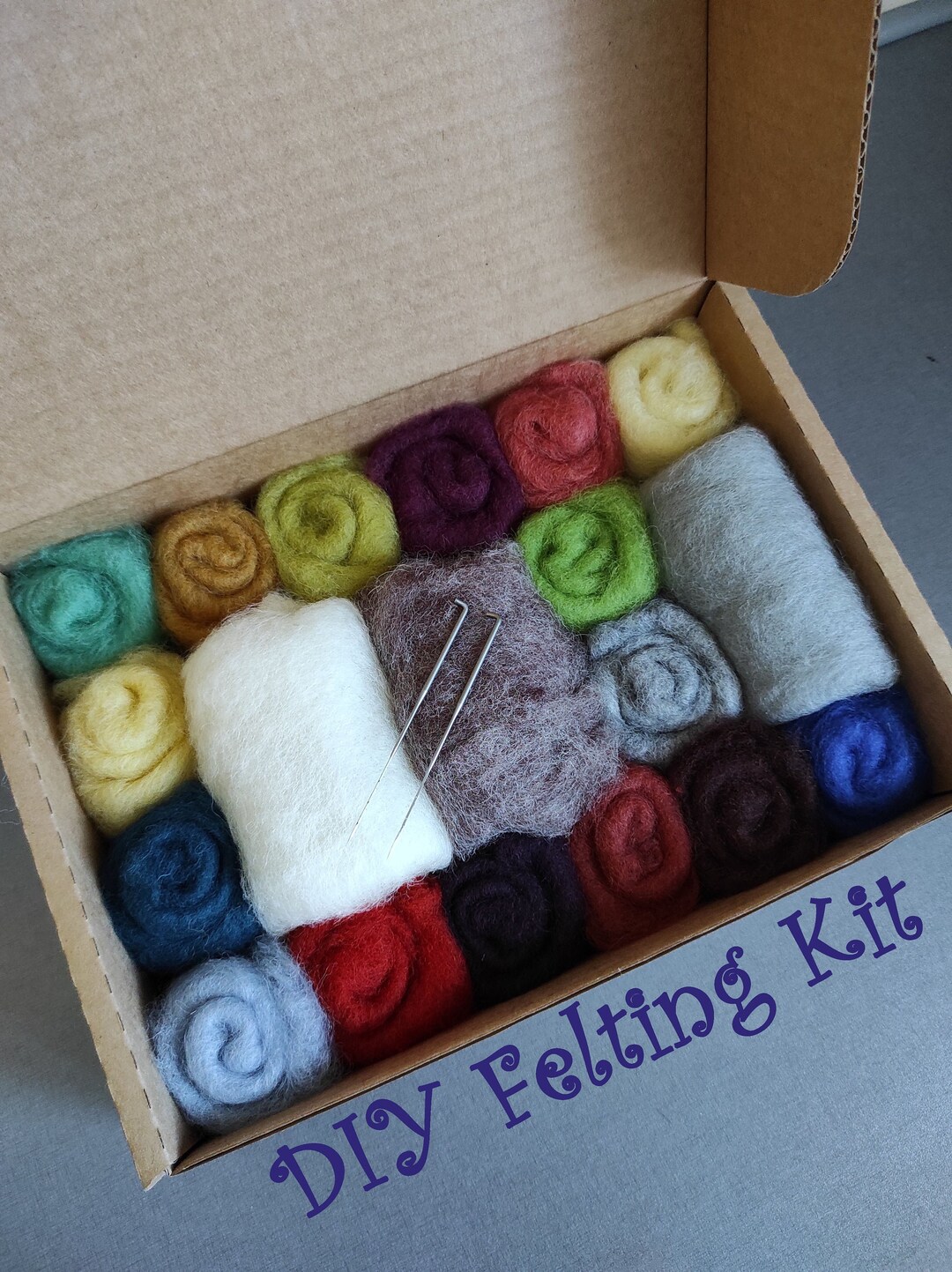 Needle Felting Starter Kit | DIY Felting Kit | Natural Colors | Wool ...