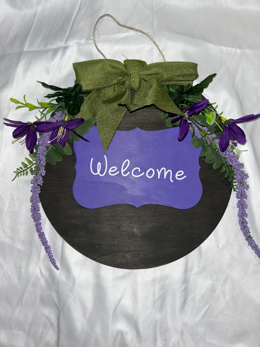 Round Wooden Welcome Sign - Etsy
