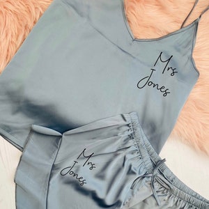 Satin Wedding Pyjamas Pjs, Bridal Party Pyjamas, Wedding Evening ...