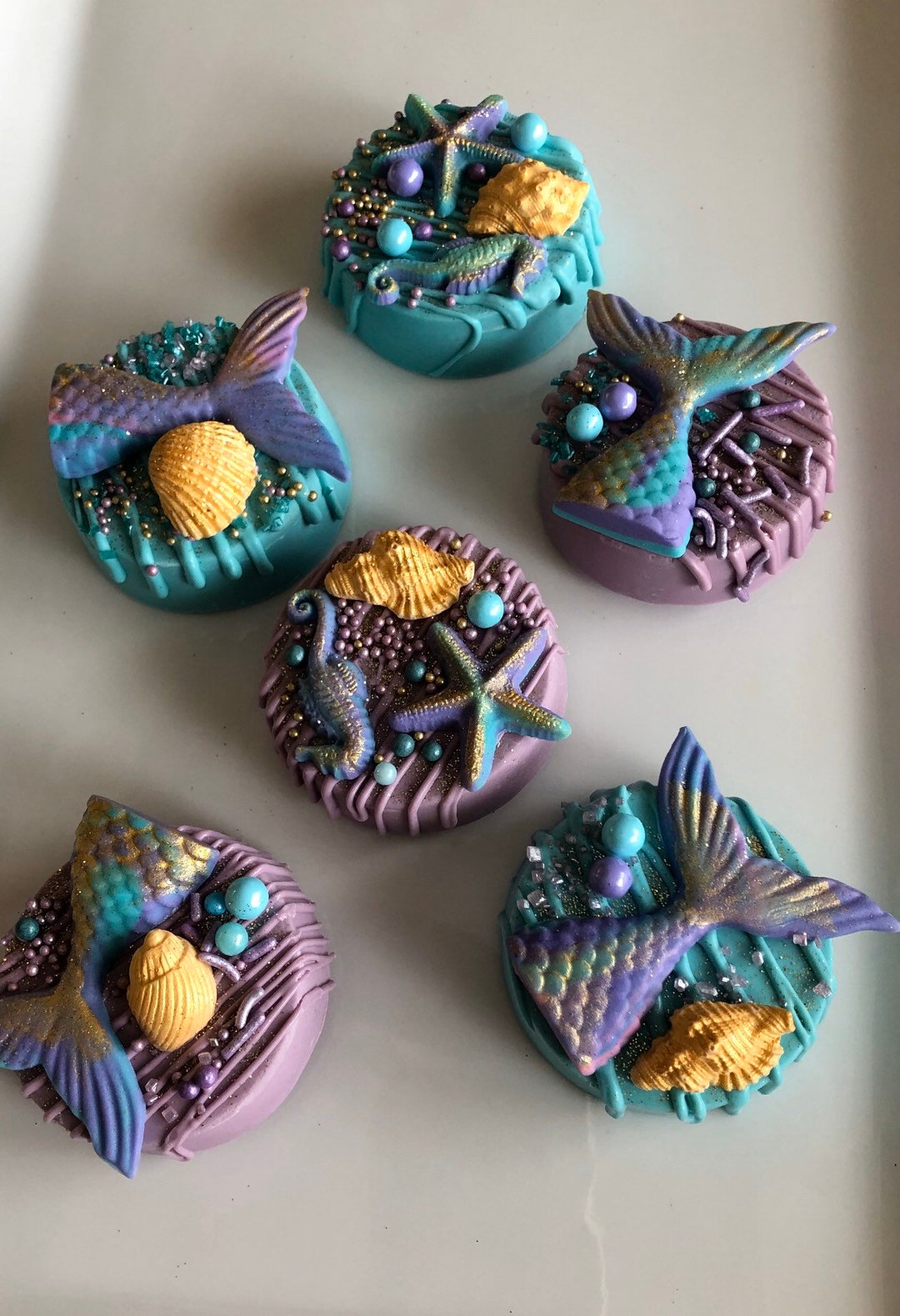 Purple/turquoise Mermaid Double Stuffed Oreo’s(1 Doz)/birthday Parties ...